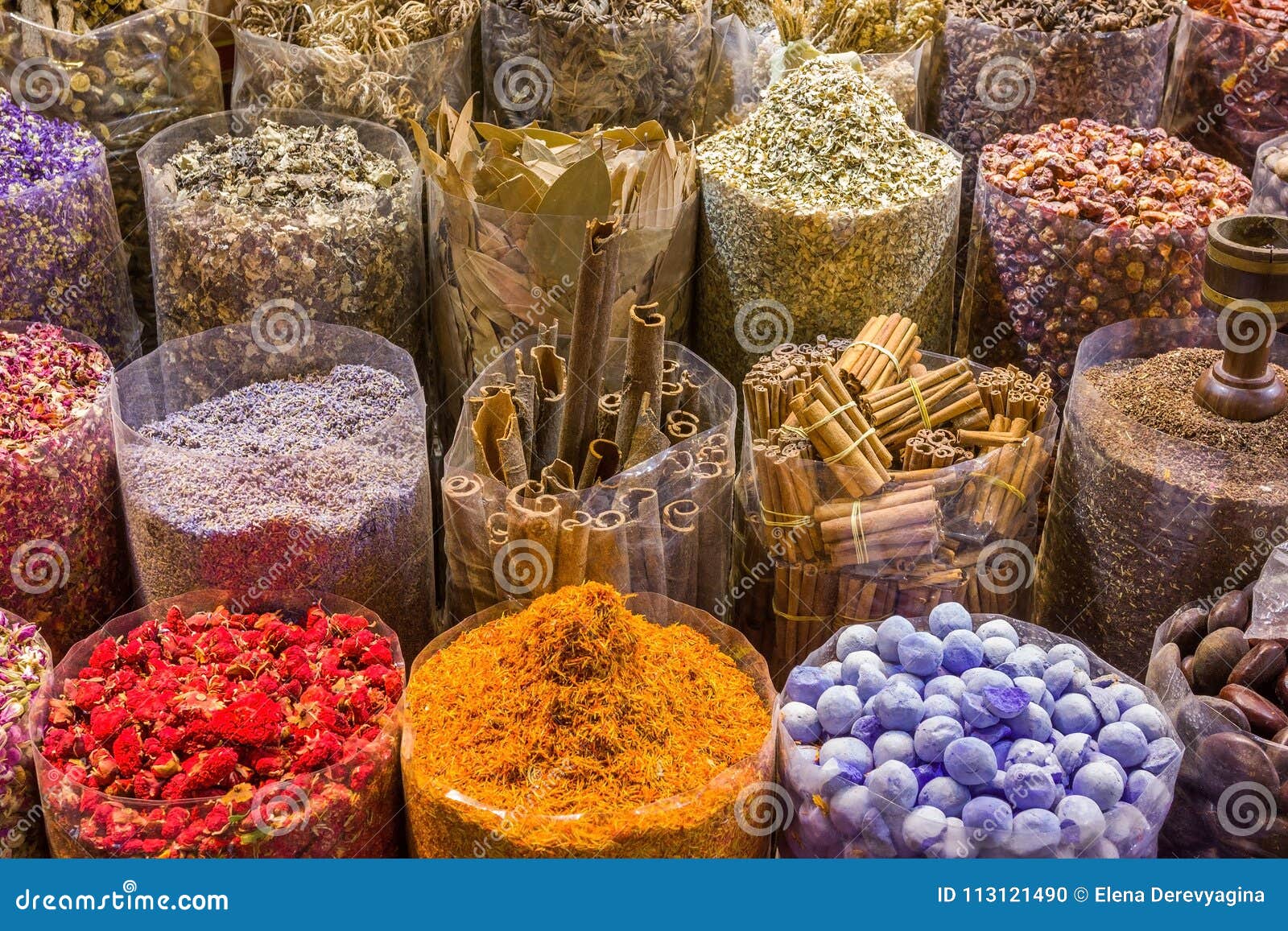 Different Arab Spices Sold in the Bazaar Souk Dubai Stock Photo - Image ...