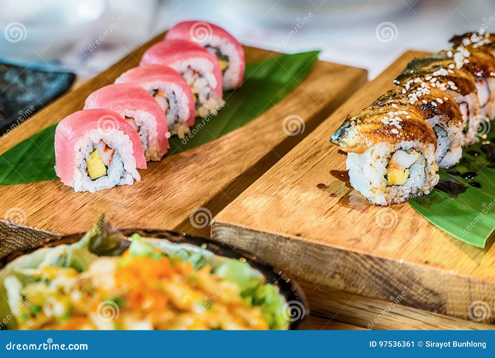 Different Array of Fresh Sushi Stock Image - Image of drink, japan ...