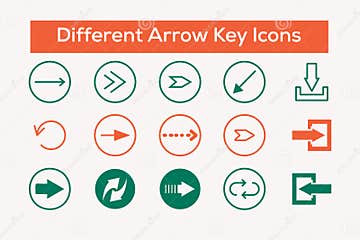 Different Arrow Key Icon Set Vector with Color Stock Vector ...