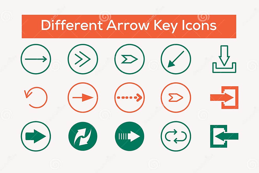 Different Arrow Key Icon Set Vector with Color Stock Vector ...