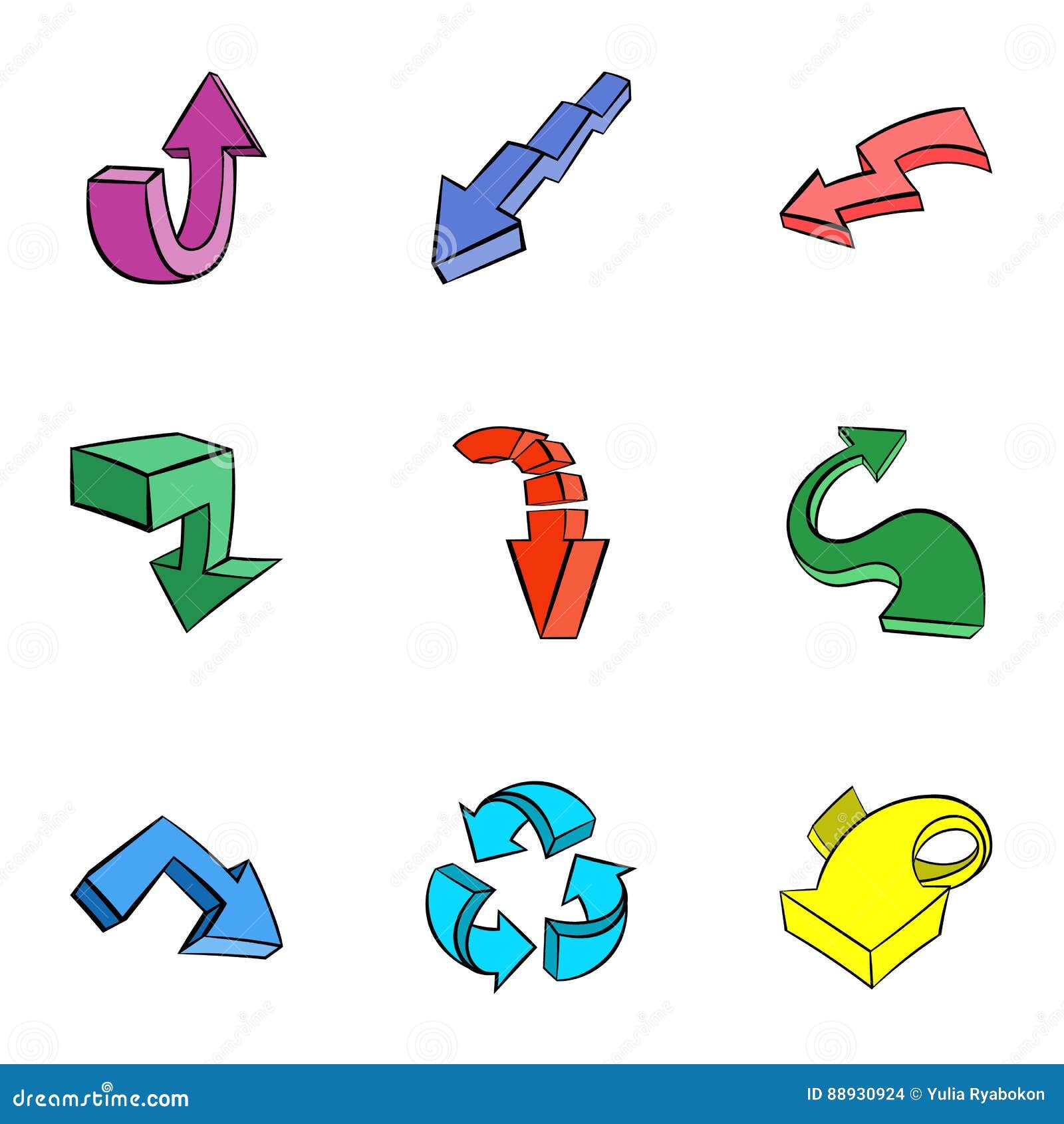 Different Arrows Icons Set, Cartoon Style Stock Vector - Illustration ...