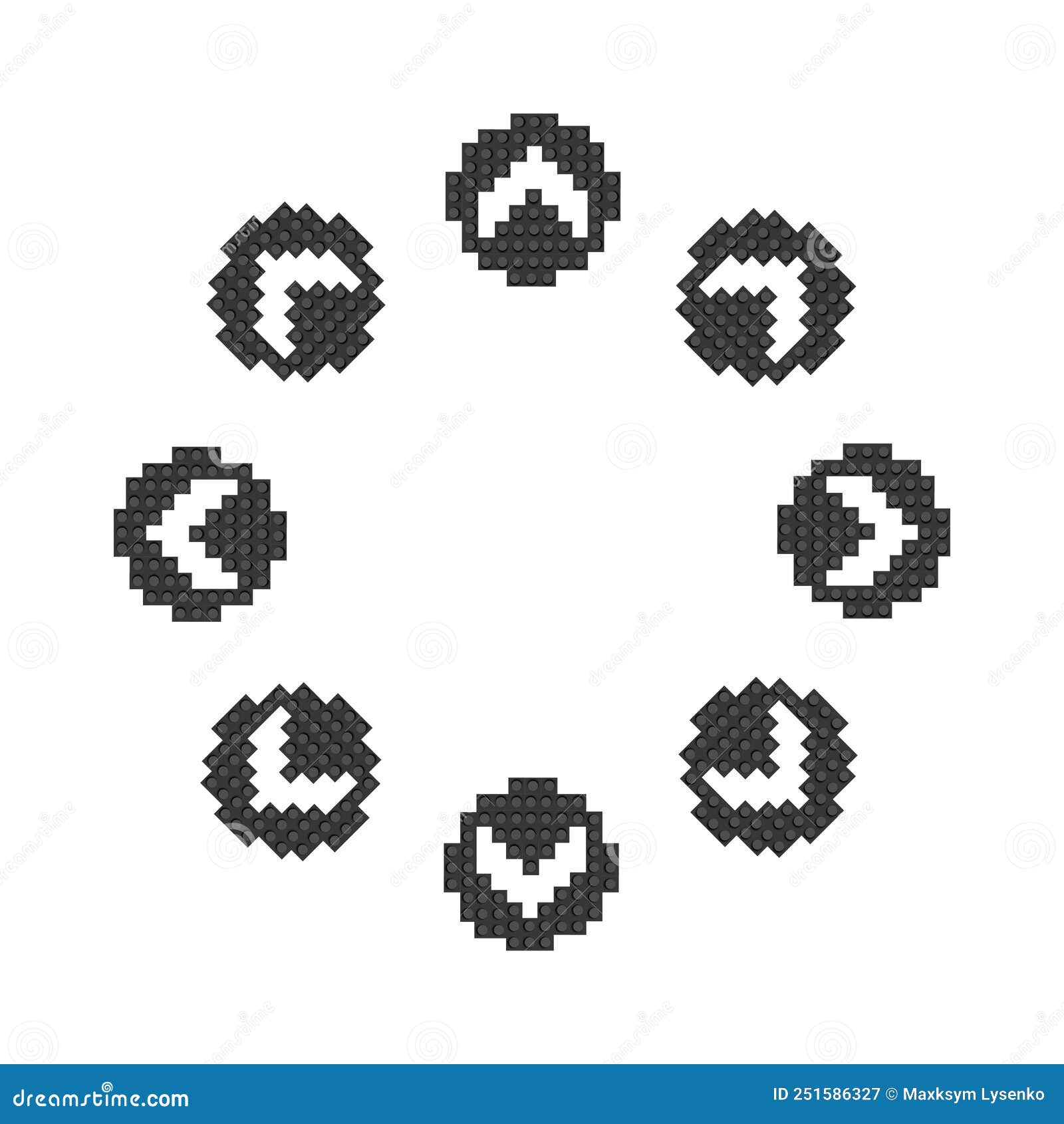 Different Arrows, Pixel Icons Isolated, Collection of 8bit Graphic ...