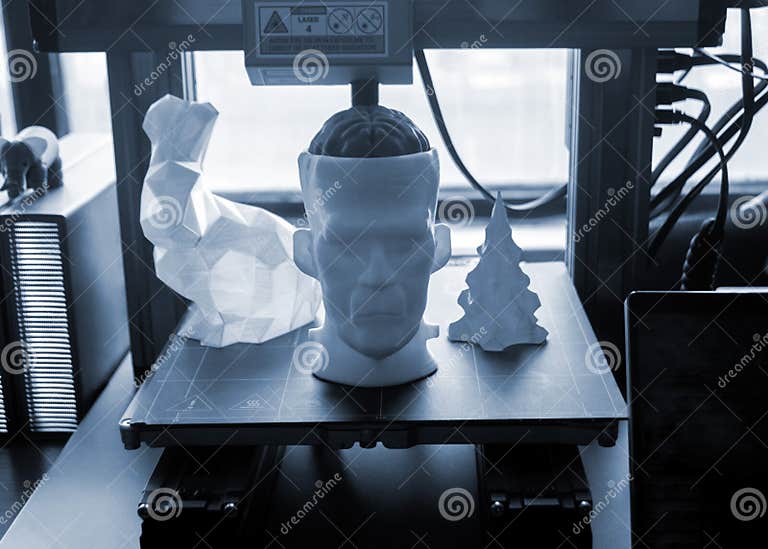 Different Art Models Printed on a 3D Printer. Models of a Prototype ...