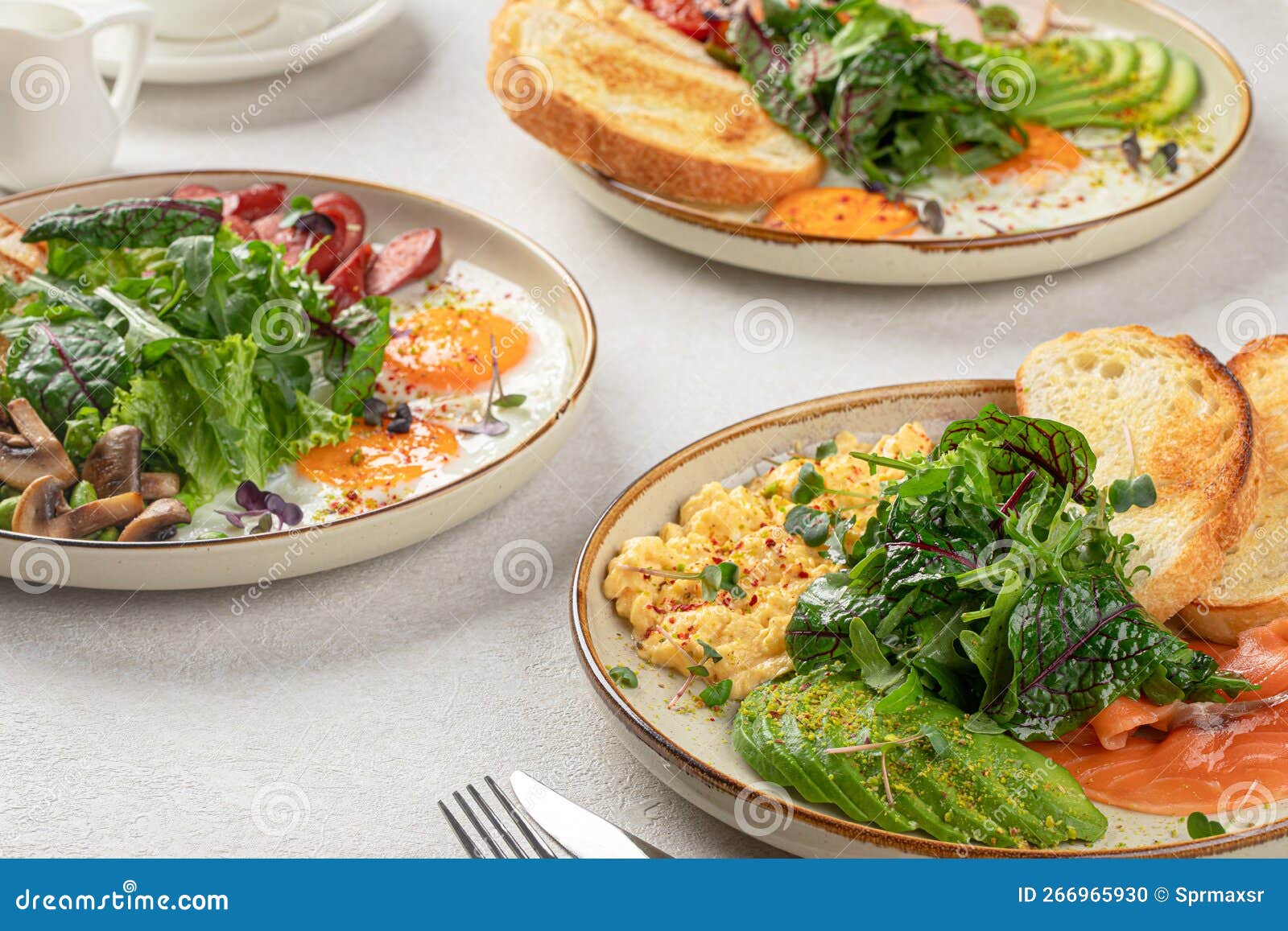 Different Assorted Breakfast Set Stock Photo - Image of protein ...
