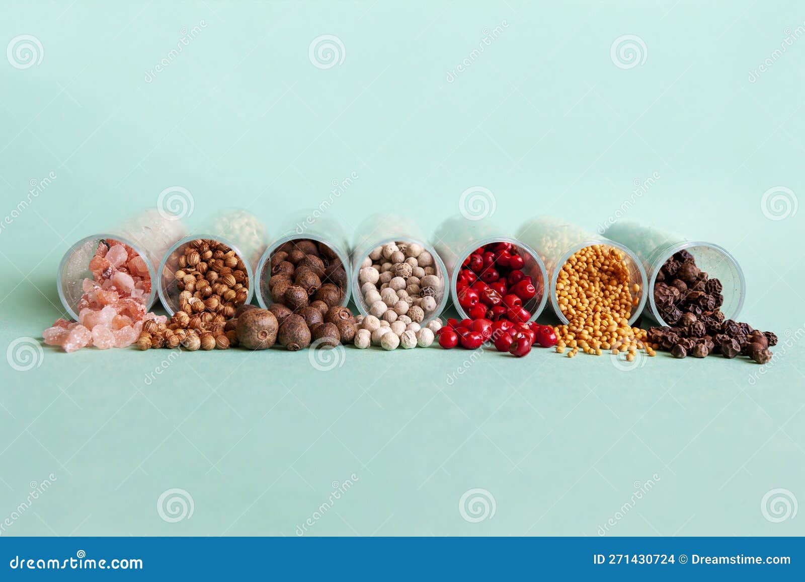 Different Assortment of Peppers and Spices in Transparent Tubes on the ...