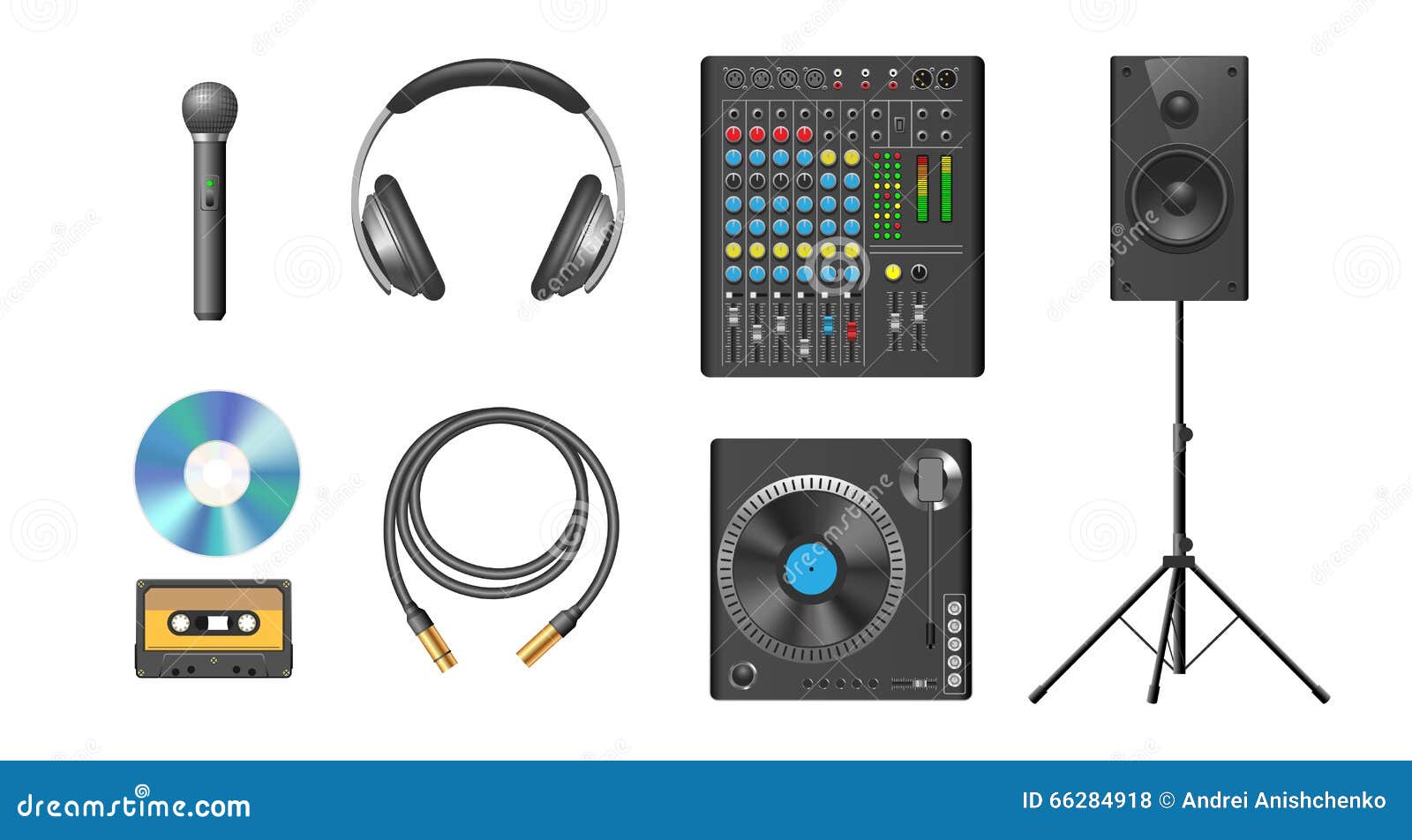 Different audio stuff stock vector. Illustration of sound - 66284918