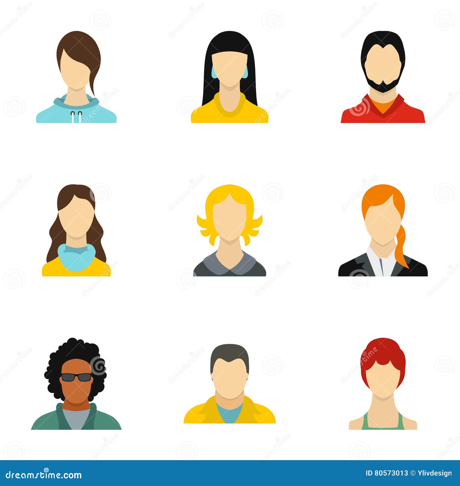 Different Avatar Icons Set, Flat Style Stock Vector - Illustration of ...