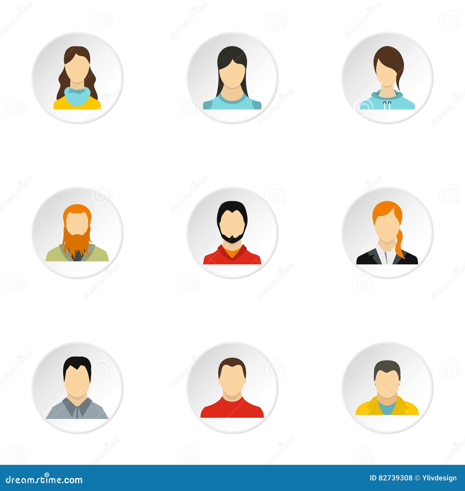 Different Avatar Icons Set, Flat Style Stock Vector - Illustration of ...