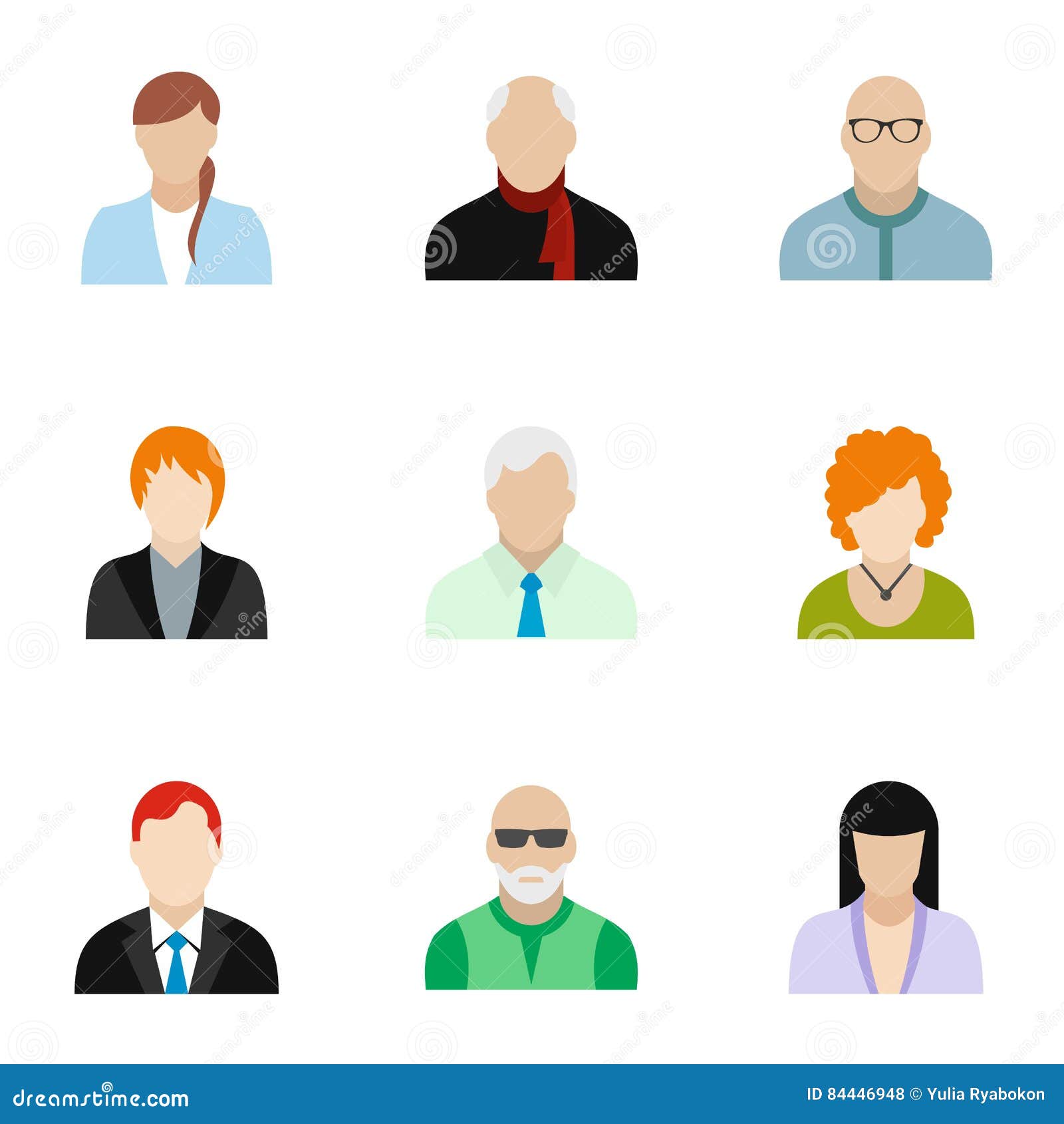 Different Avatar Icons Set, Flat Style Stock Vector - Illustration of ...