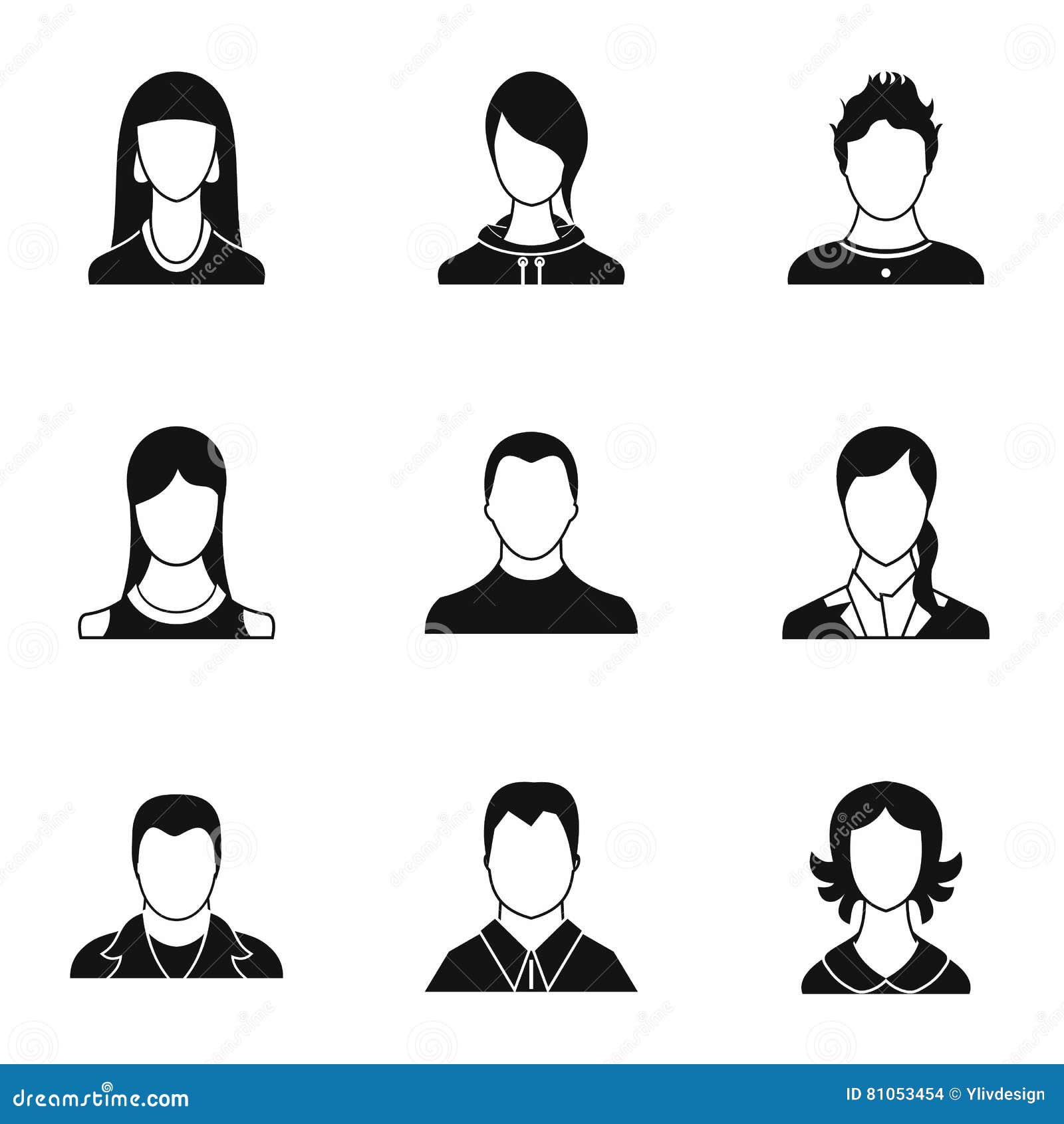 Different Avatar Icons Set, Simple Style Stock Vector - Illustration of ...