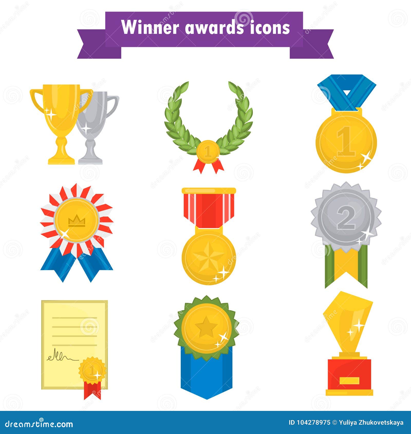 Different Awards Color Flat Icons Set Stock Illustration - Illustration ... Different Awards Color Flat Icons Set Stock Illustration - Illustration ...