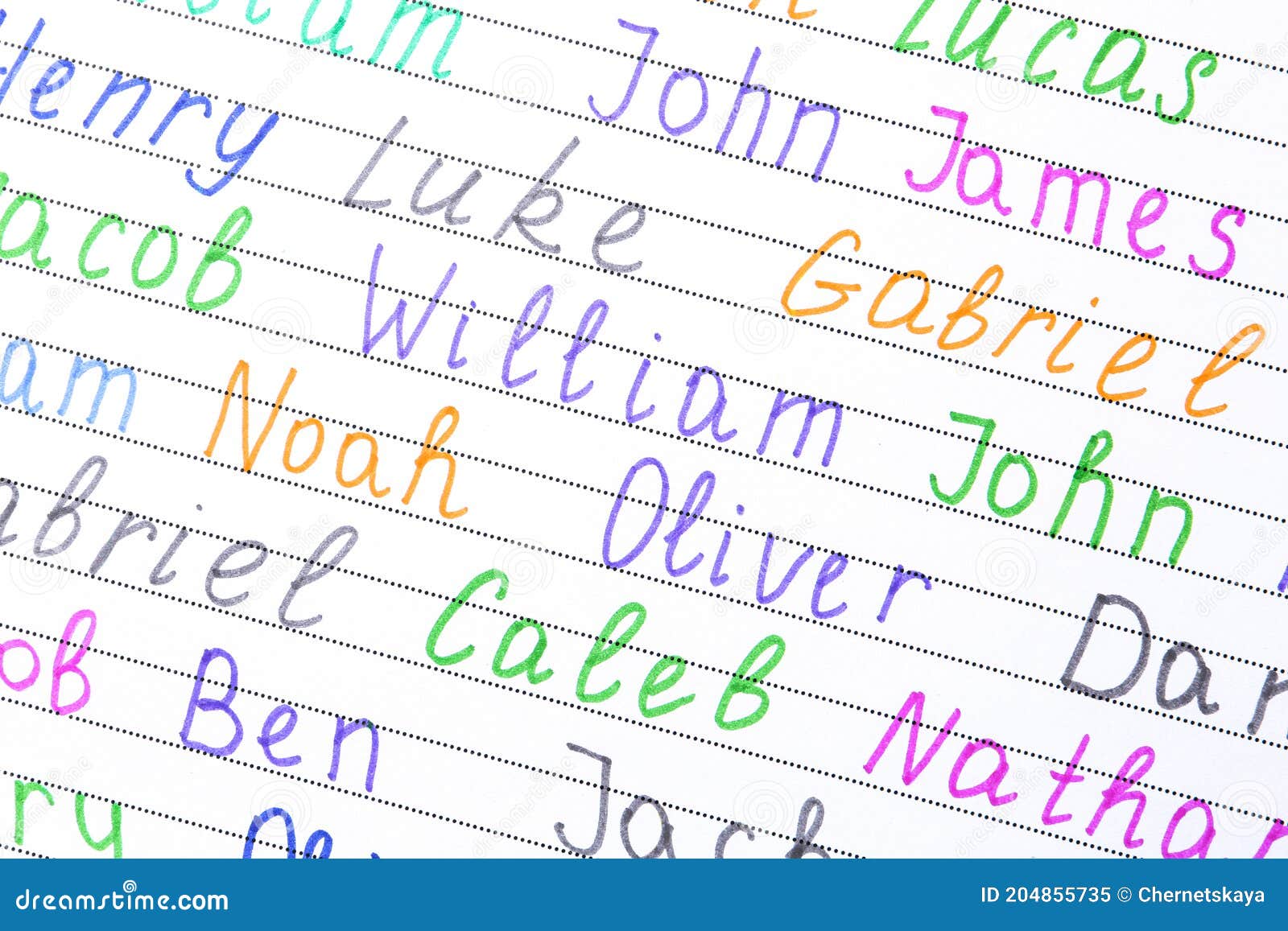 Different Baby Names Written on Paper, Closeup Stock Image - Image of ...