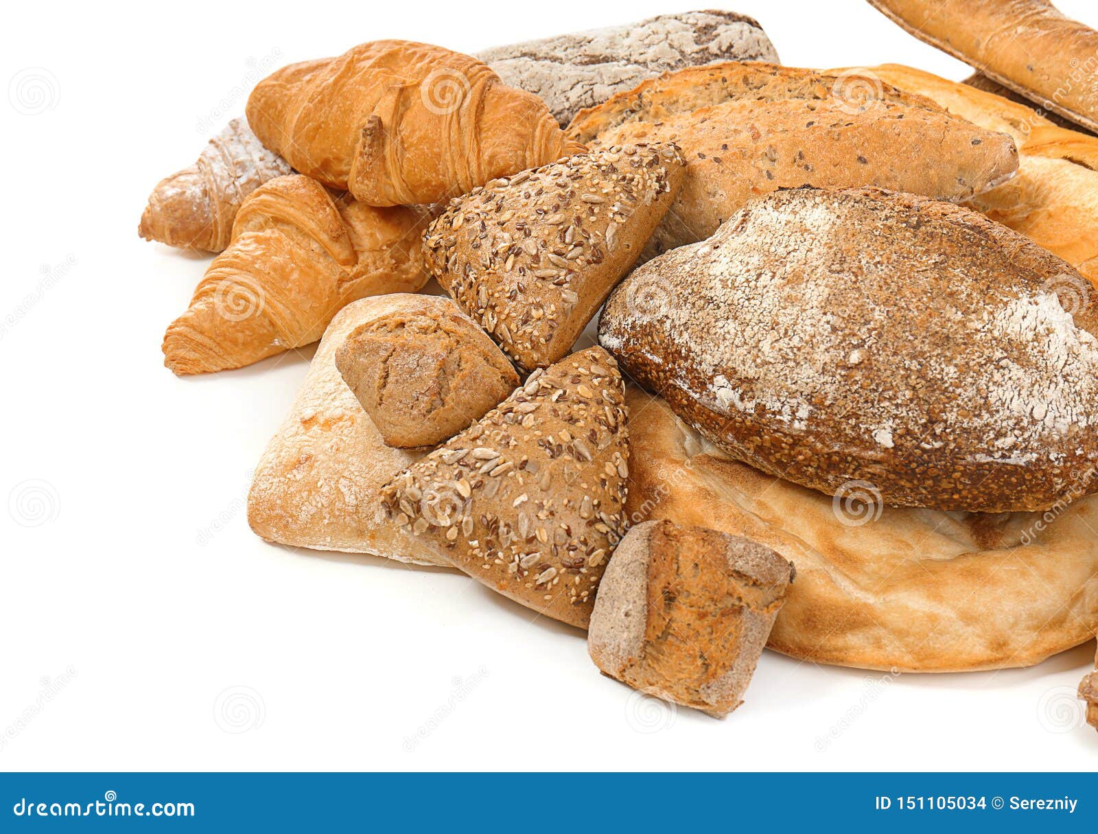 Different Bakery Products on White Background Stock Photo - Image of ...