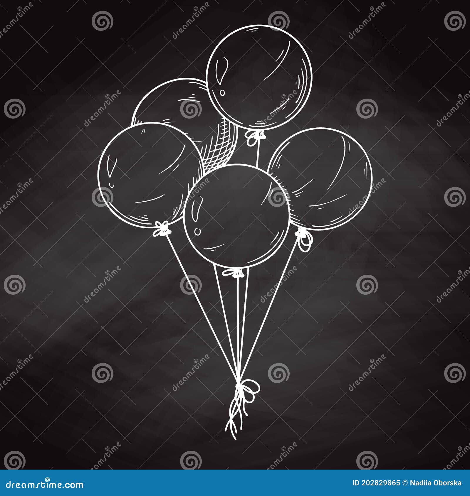 Different Balloons. Inflatable Balls on a String. Vector Illustration ...