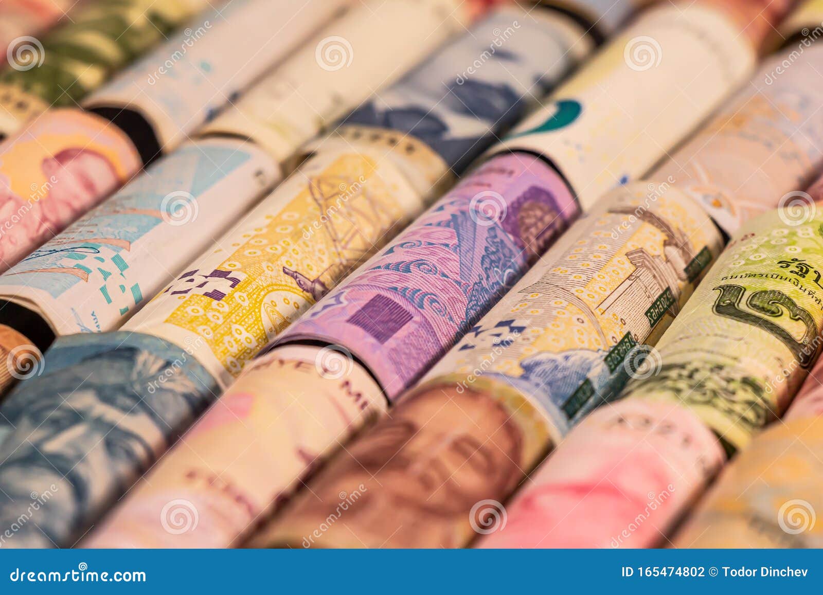 Different Banknotes from Various Countries on Rolls Stock Photo - Image ...