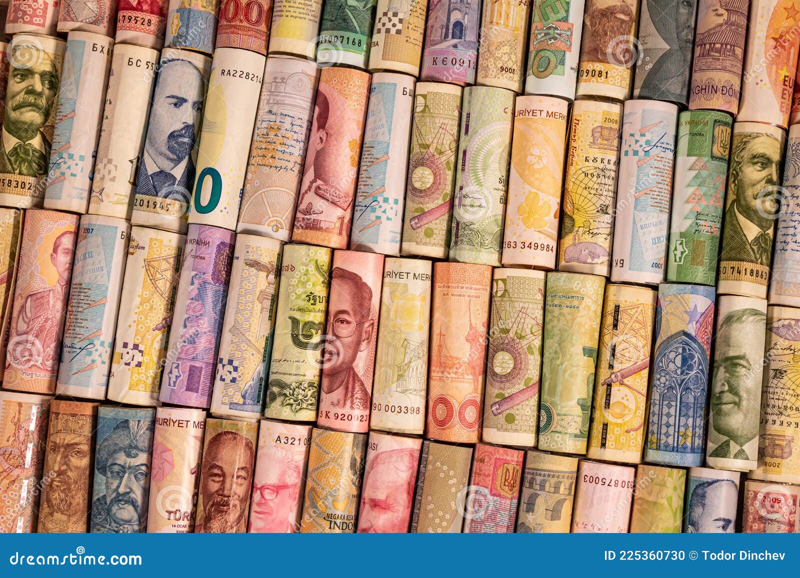 Different Banknotes from Various Countries on Rolls Stock Photo - Image ...