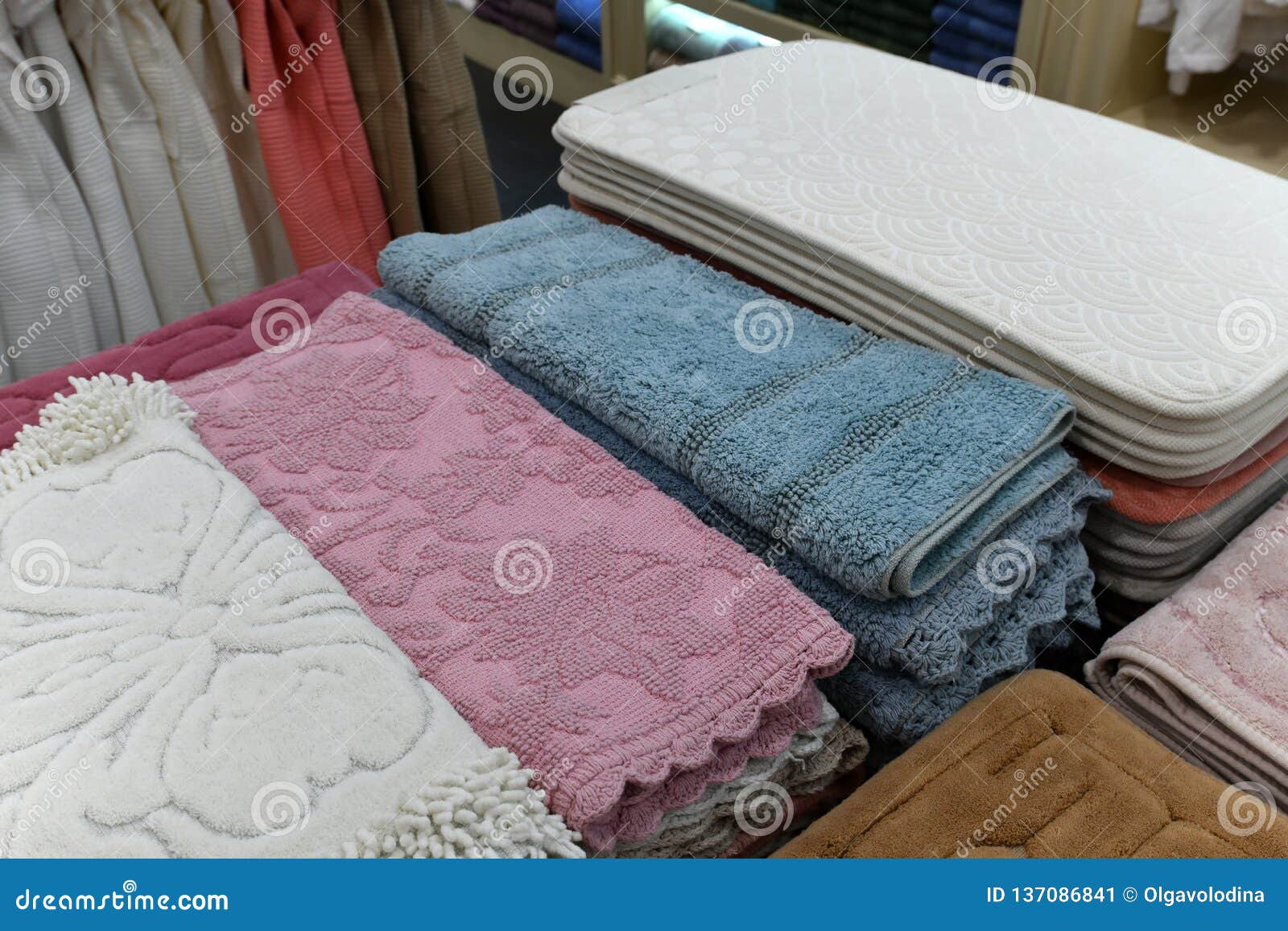 The Different Bath Mats in the Store Stock Image - Image of convenience ...