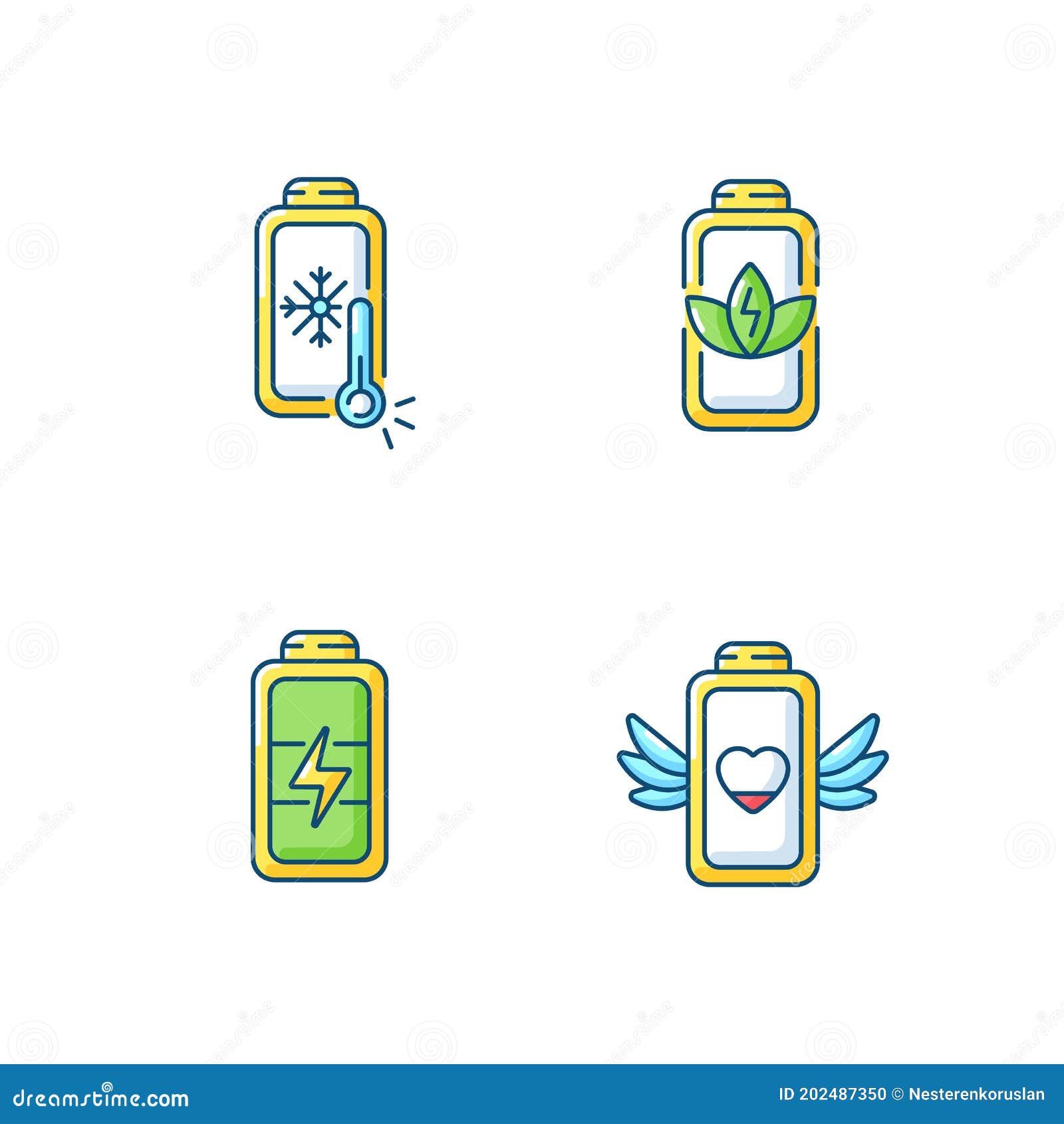 Different Battery Modes RGB Color Icons Set Stock Vector - Illustration ...