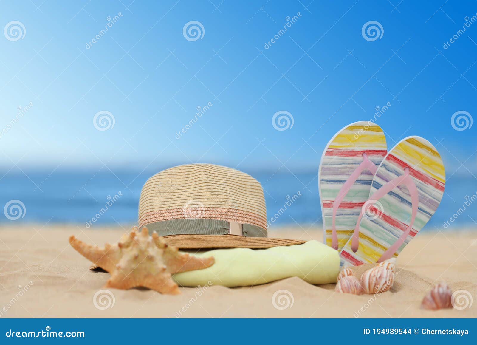 Beach Objects on Sand Near Sea Stock Photo - Image of outdoors, sand ...