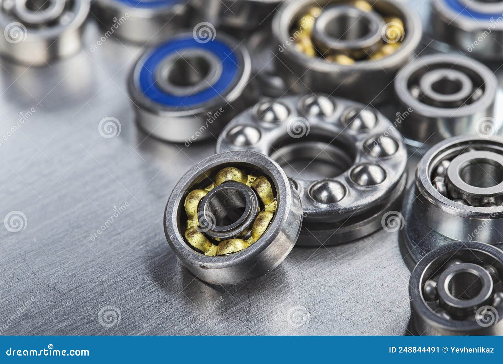 Different Bearings on a Metal Background. Part of Mechanism Stock Image ...