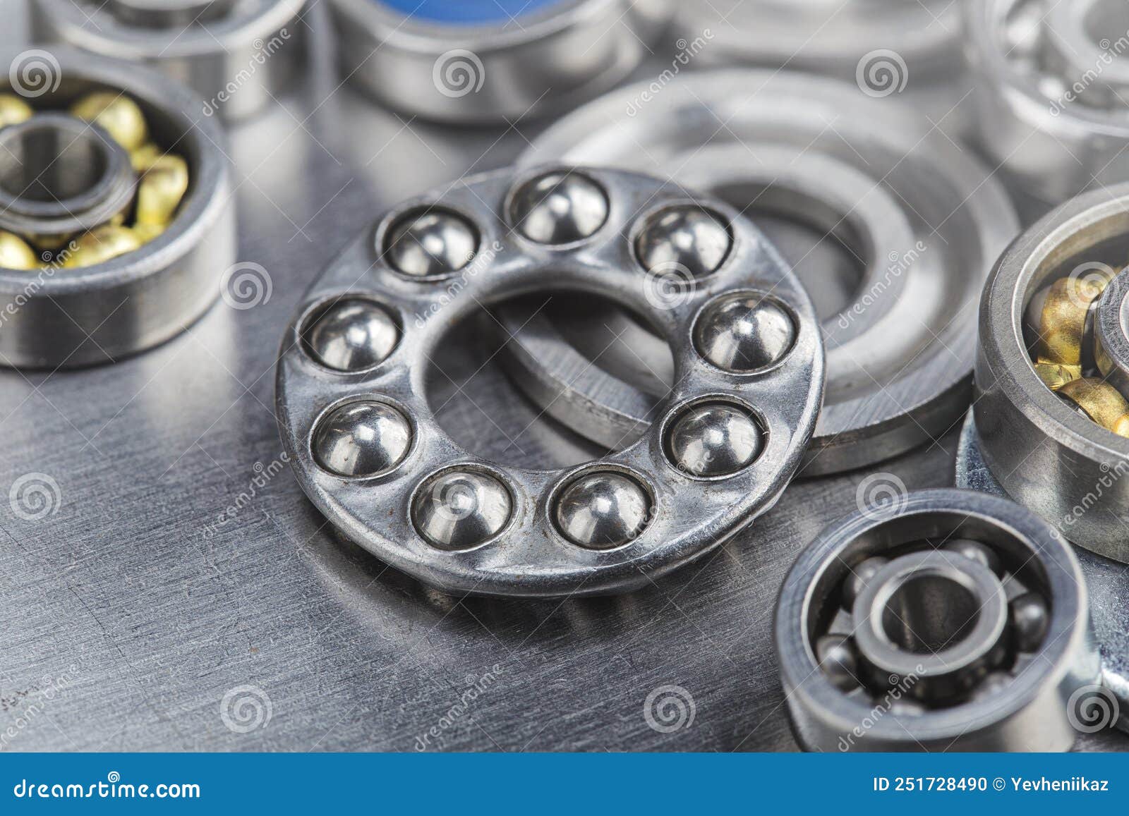 Different Bearings on a Metal Background. Part of Mechanism Stock Photo ...