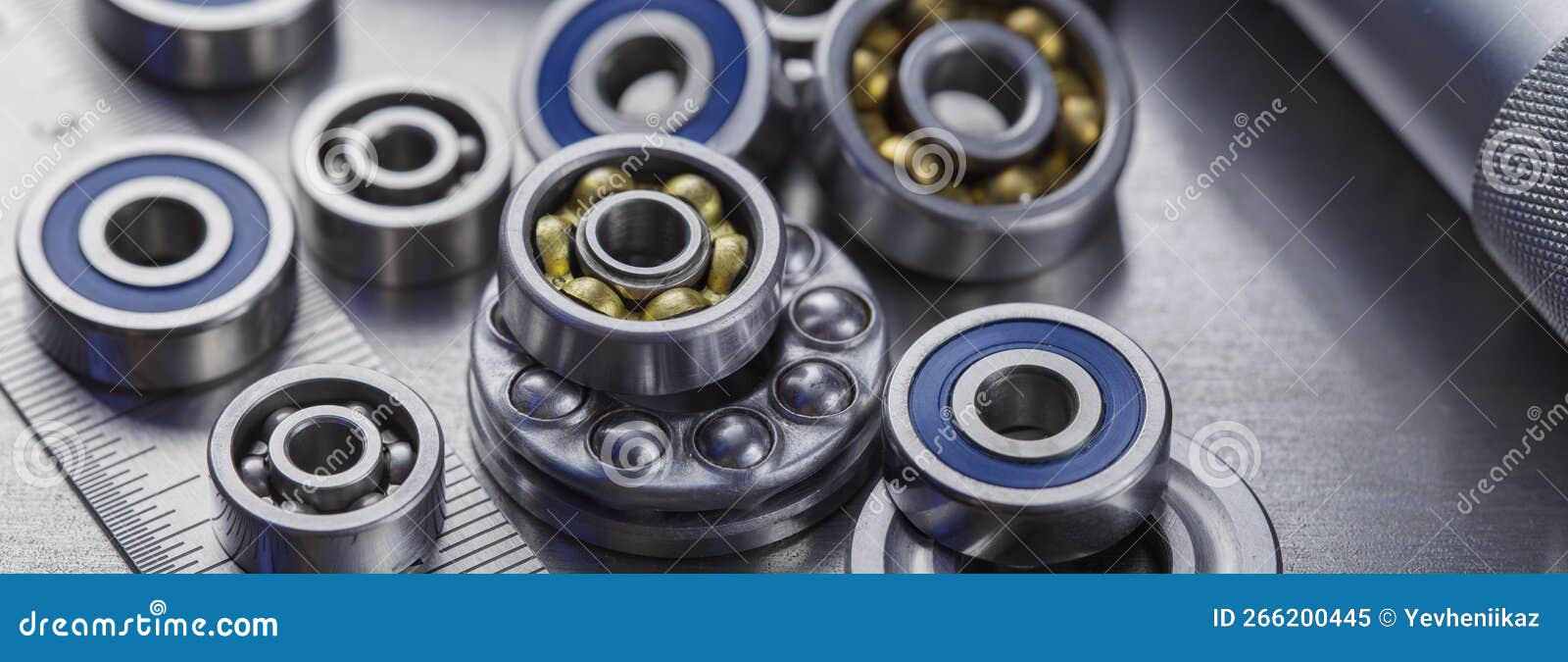 Different Bearings on a Metal Background. Part of Mechanism Stock Image ...