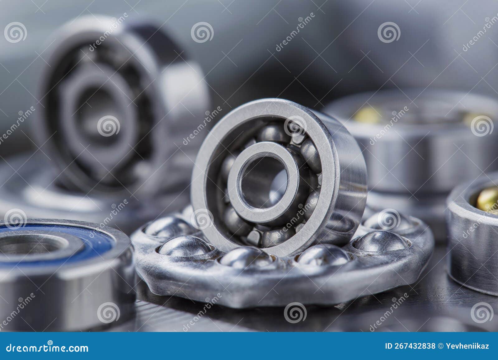 Different Bearings on a Metal Background. Part of Mechanism Stock Photo ...