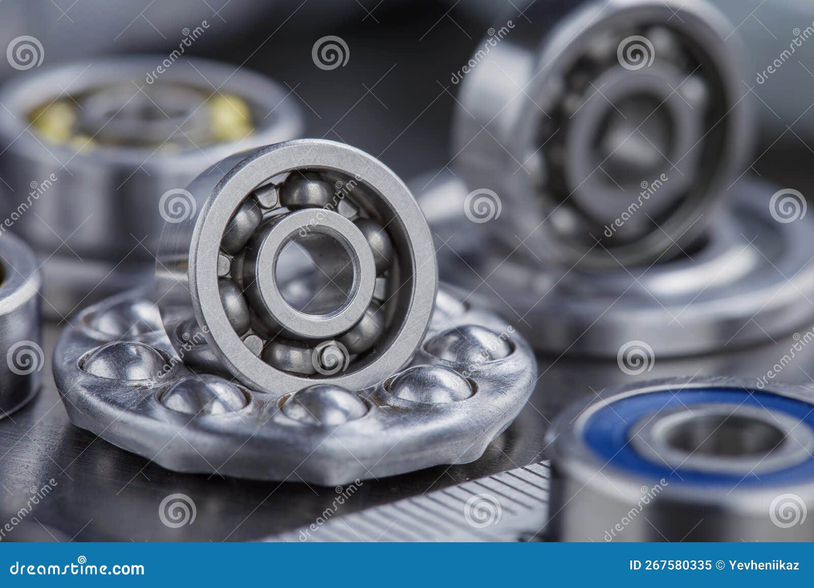 Different Bearings on a Metal Background. Part of Mechanism Stock Image ...