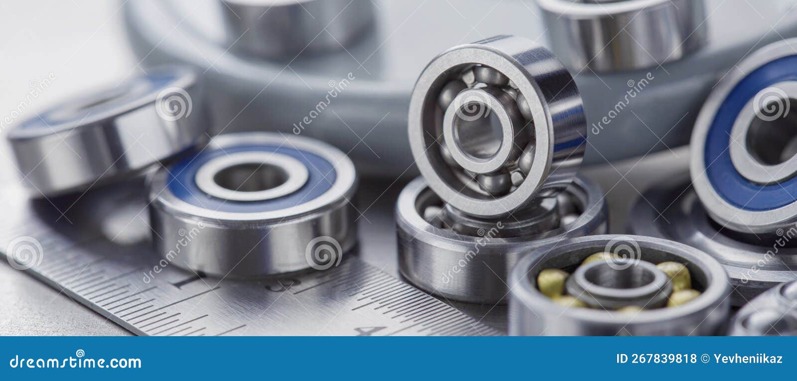 Different Bearings on a Metal Background. Part of Mechanism Stock Photo ...