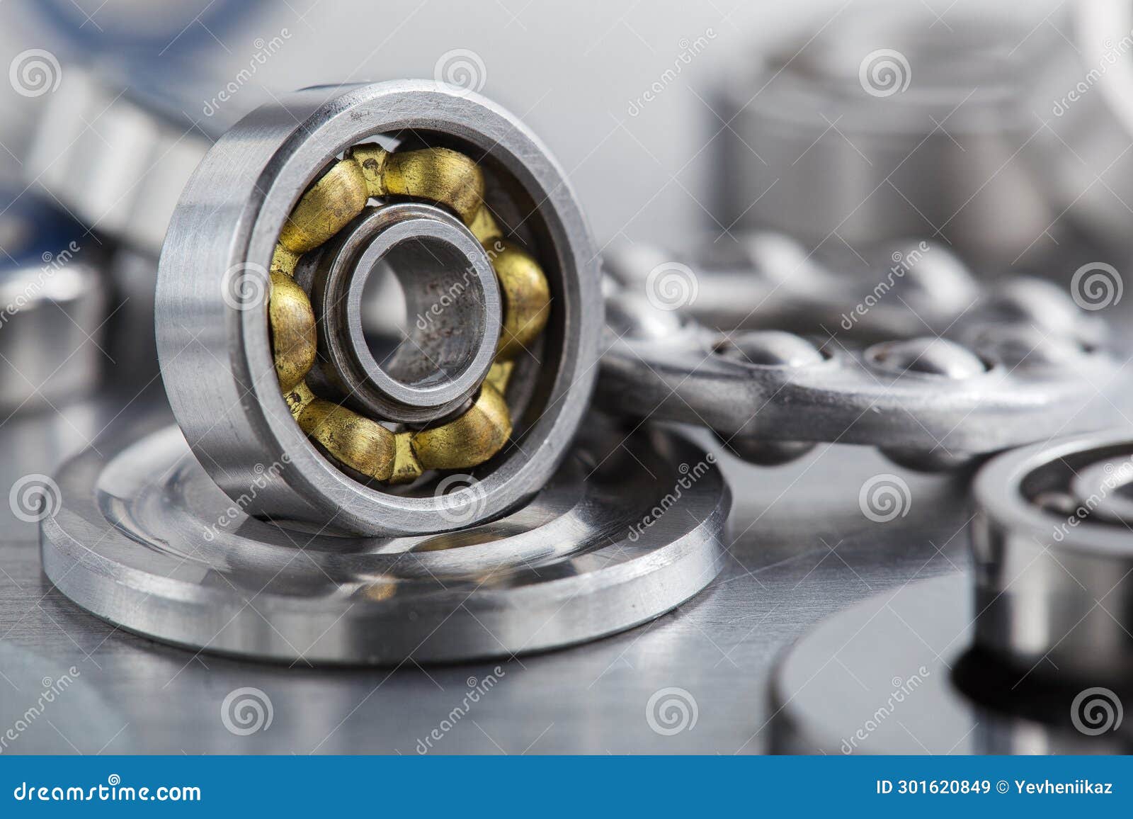 Different Bearings on a Metal Background. Part of Mechanism Stock Image ...