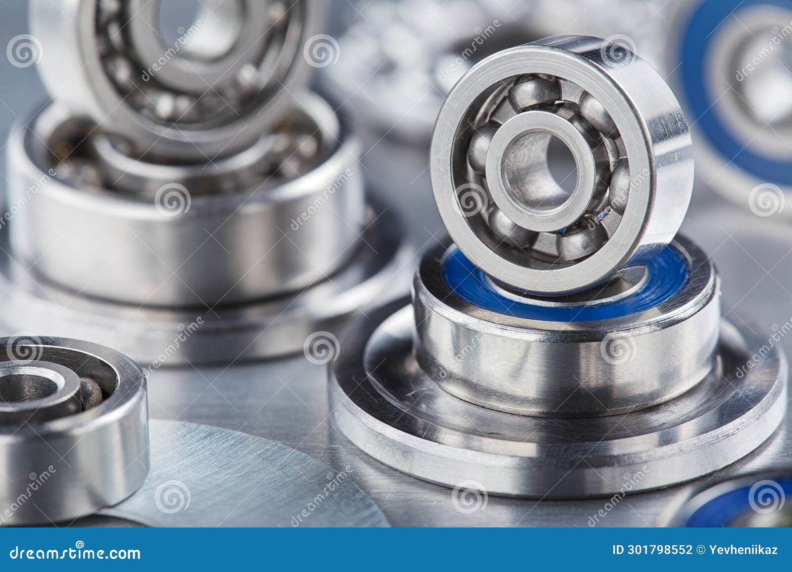 Different Bearings on a Metal Background. Part of Mechanism Stock Photo ...