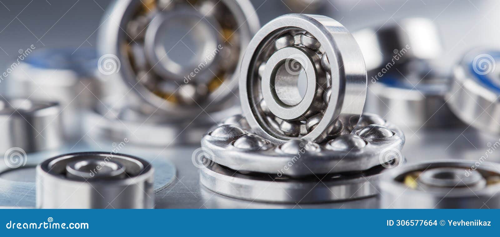 Different Bearings on a Metal Background. Part of Mechanism Stock Photo ...