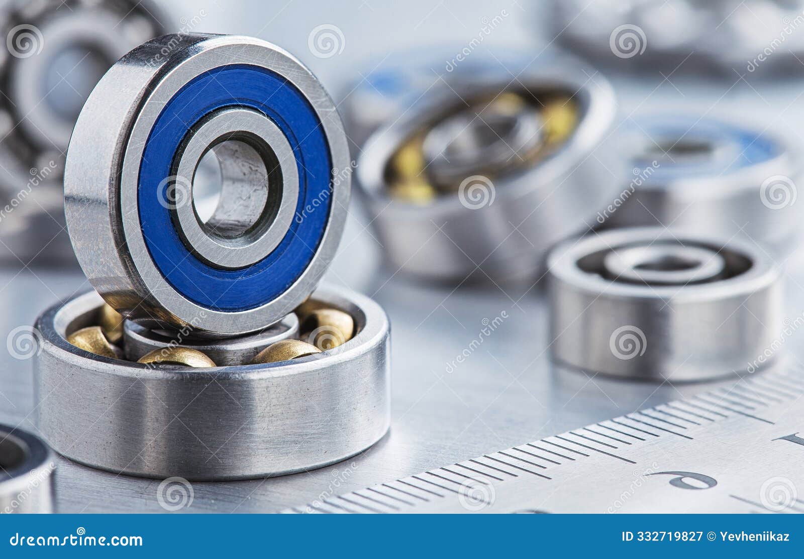 Different Bearings on a Metal Background. Part of Mechanism Stock Image ...