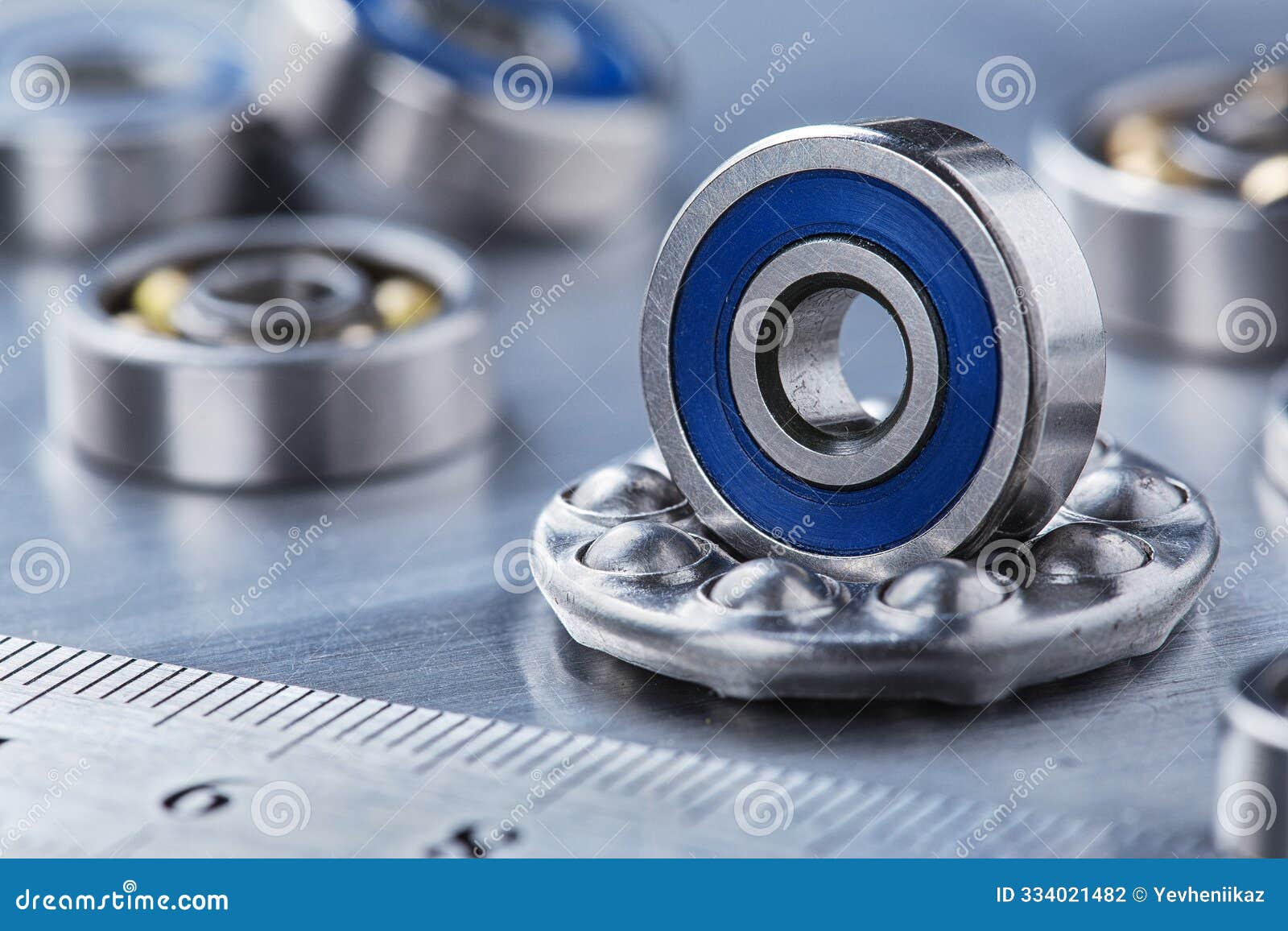 Different Bearings on a Metal Background. Part of Mechanism Stock Photo ...