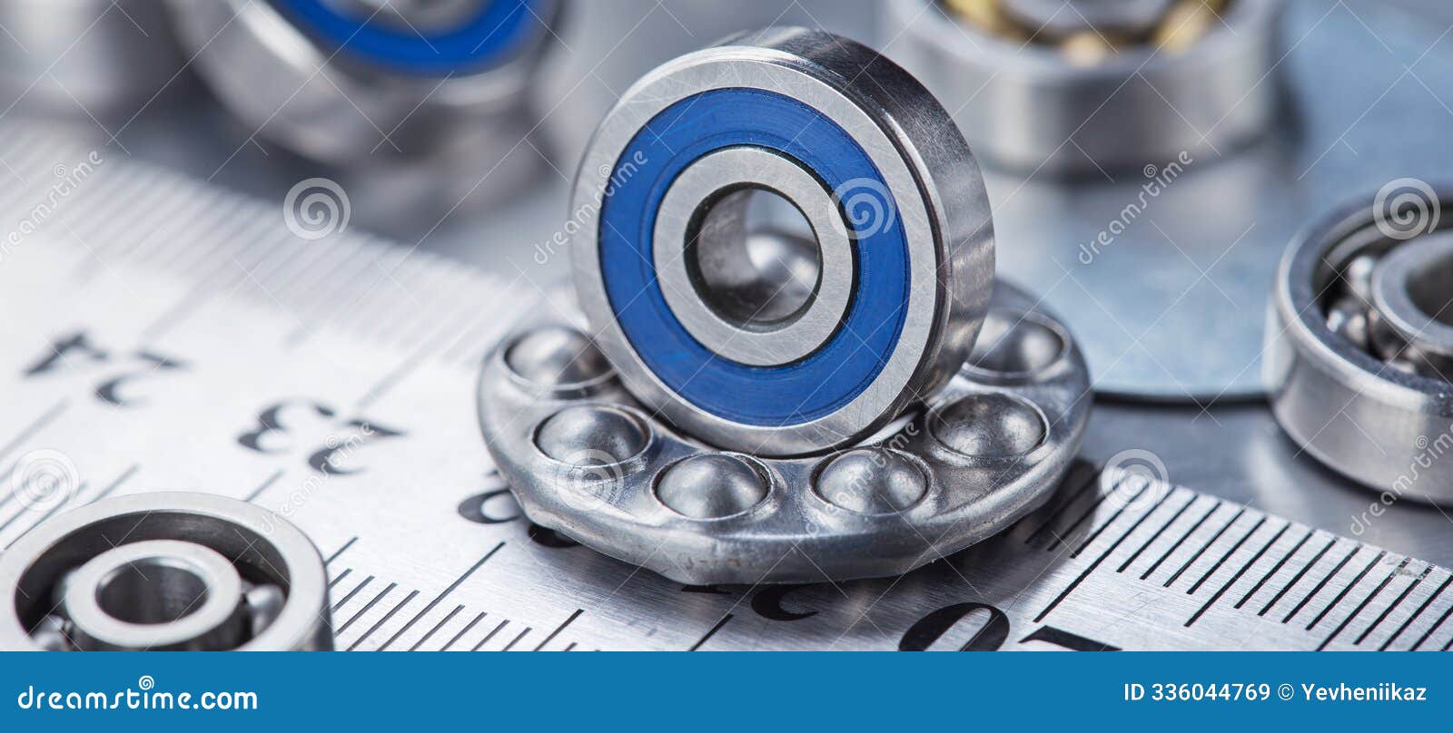 Different Bearings on a Metal Background. Part of Mechanism Stock Image ...