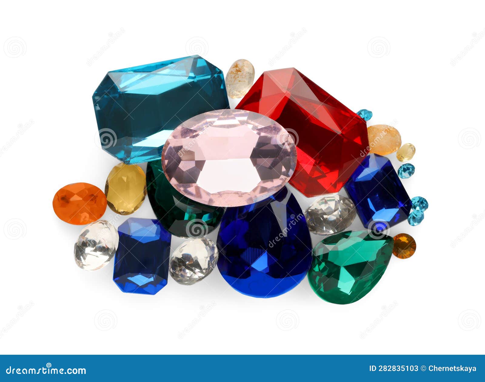 Different Beautiful Gemstones for Jewelry Isolated on White Stock Image ...