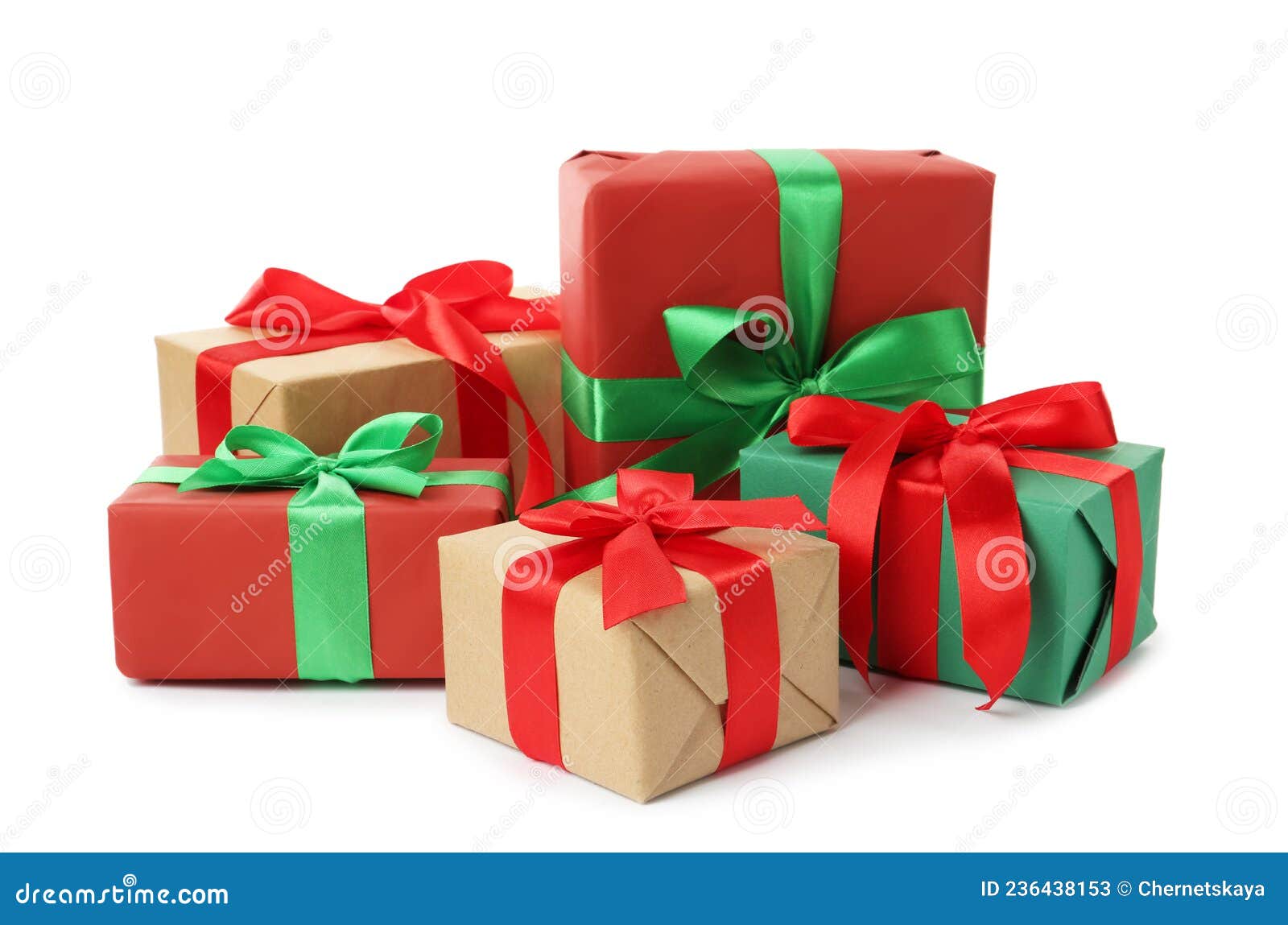 Different Beautifully Wrapped Gift Boxes on White Background Stock ...