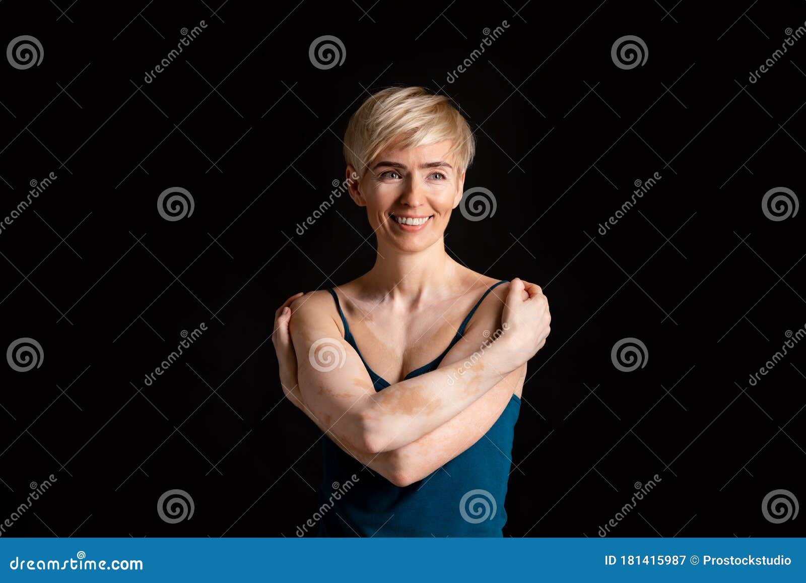 Different But Beauty Woman Crossing Arms On Her Chest Stock Image