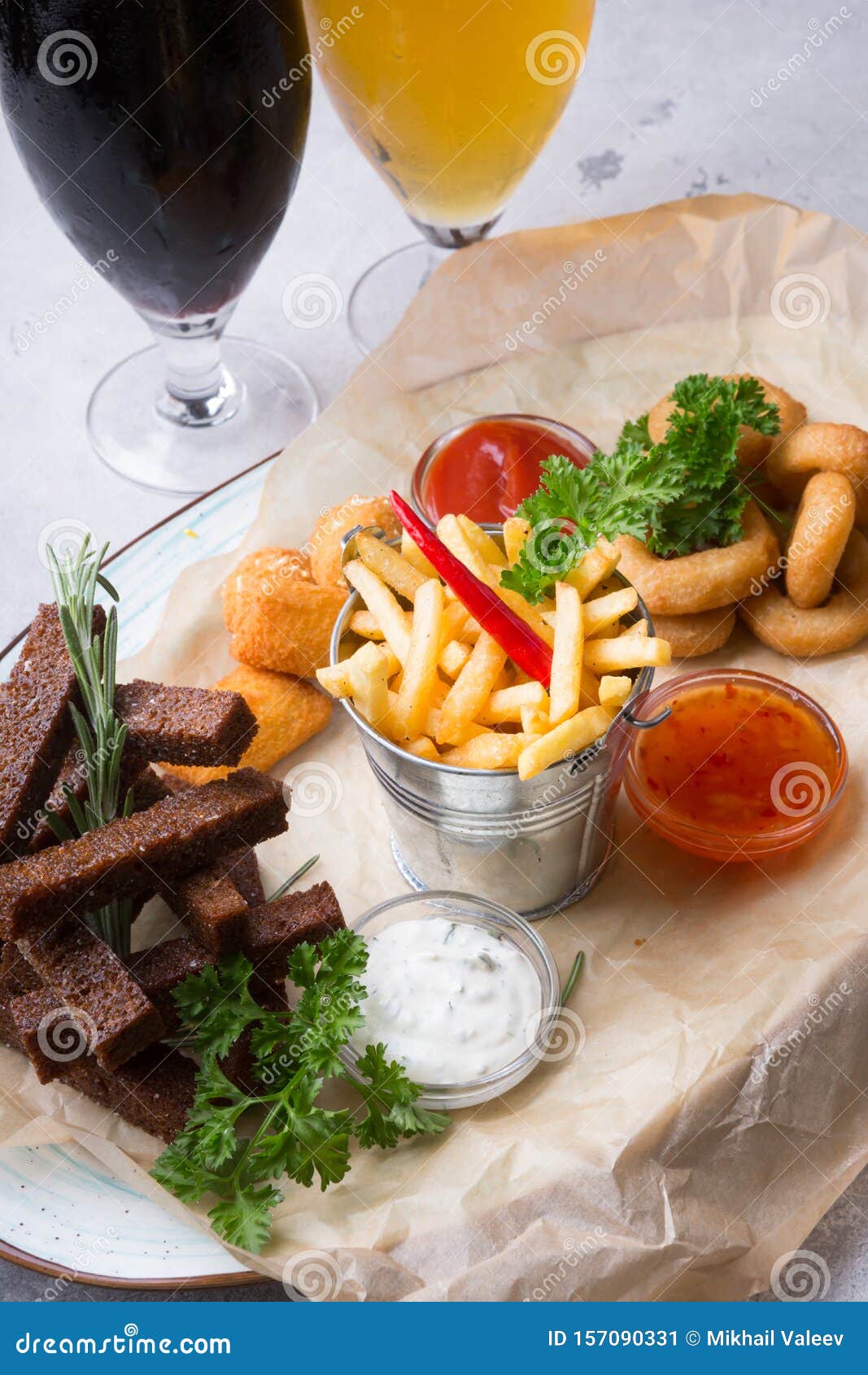 Different Beer Snacks Served on a Platter Stock Image - Image of ...