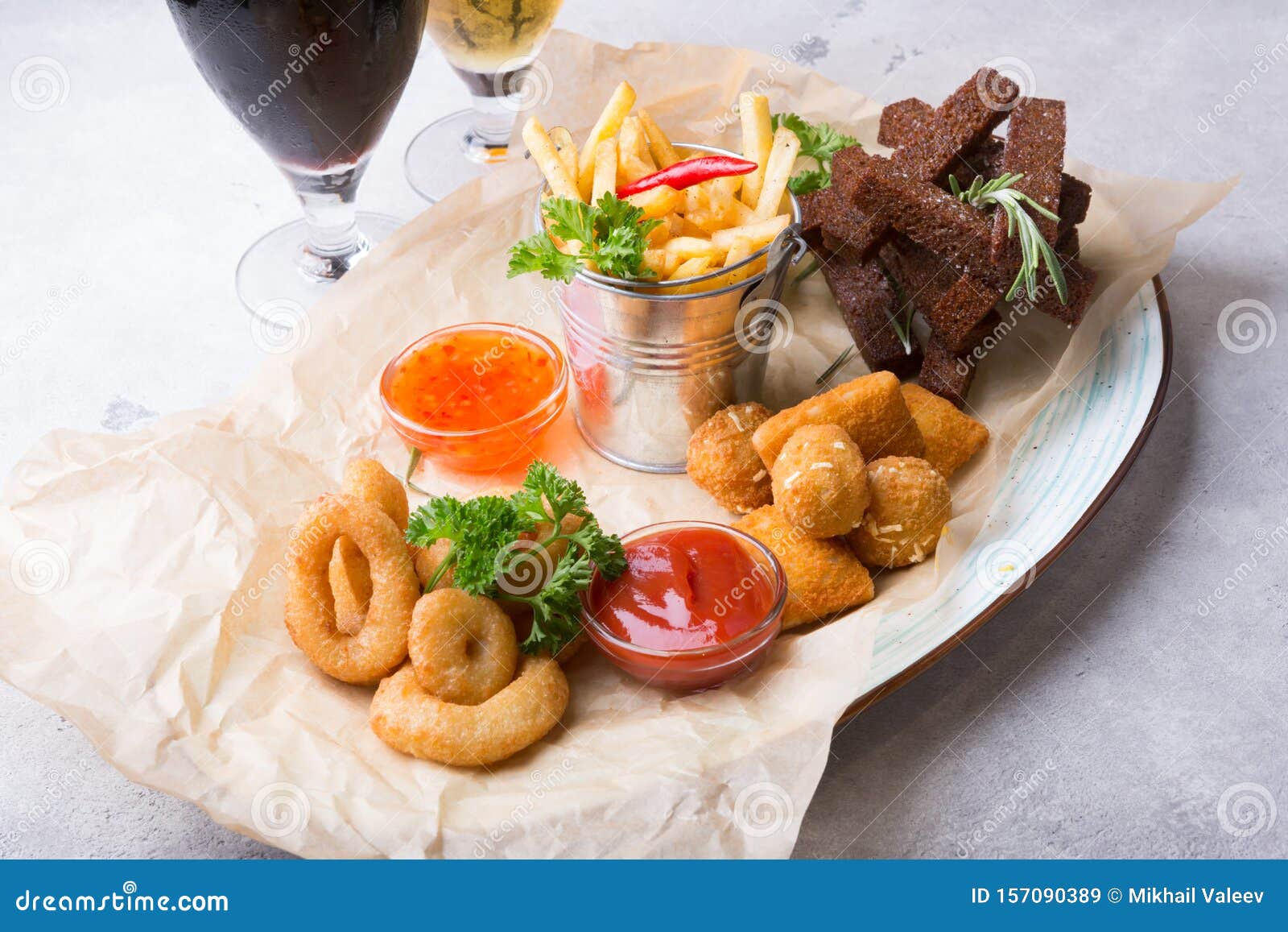 Different Beer Snacks Served on a Platter Stock Image - Image of lager ...