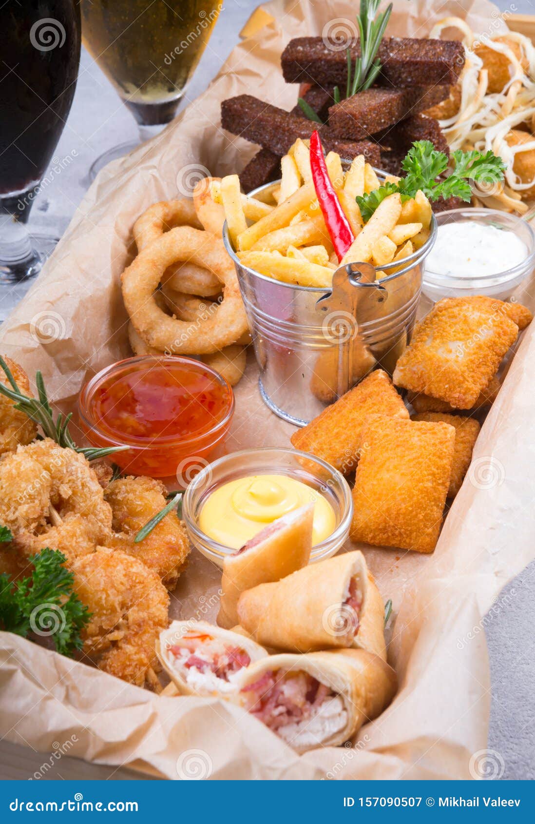 Different Beer Snacks Served on a Platter Stock Image - Image of french ...