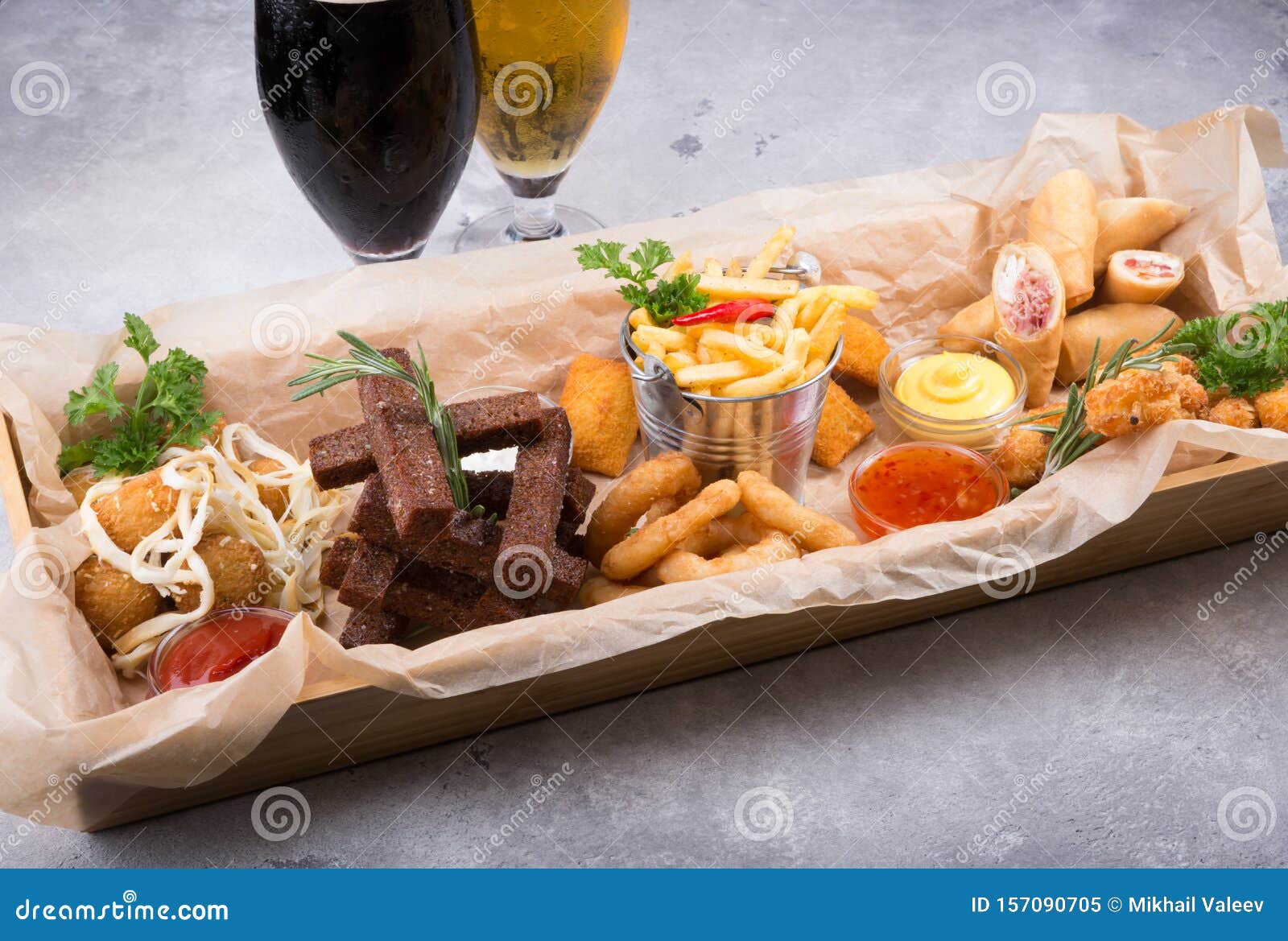 Different Beer Snacks Served on a Platter Stock Image - Image of food ...