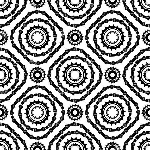 Different Bicycle Chain Frames Seamless Pattern Isolated on White Background Stock Vector ...