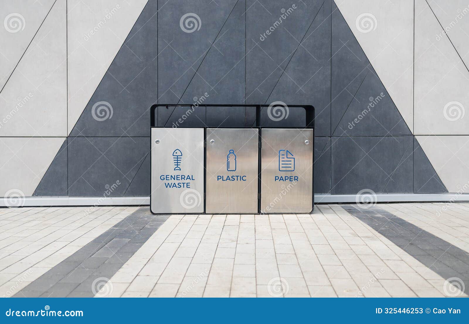 Different Bins for Collection of Recycle Materials. Recycling Various ...