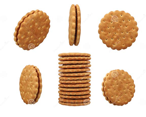 Different Biscuit and Cracker Set, Top View, Isolated on White ...