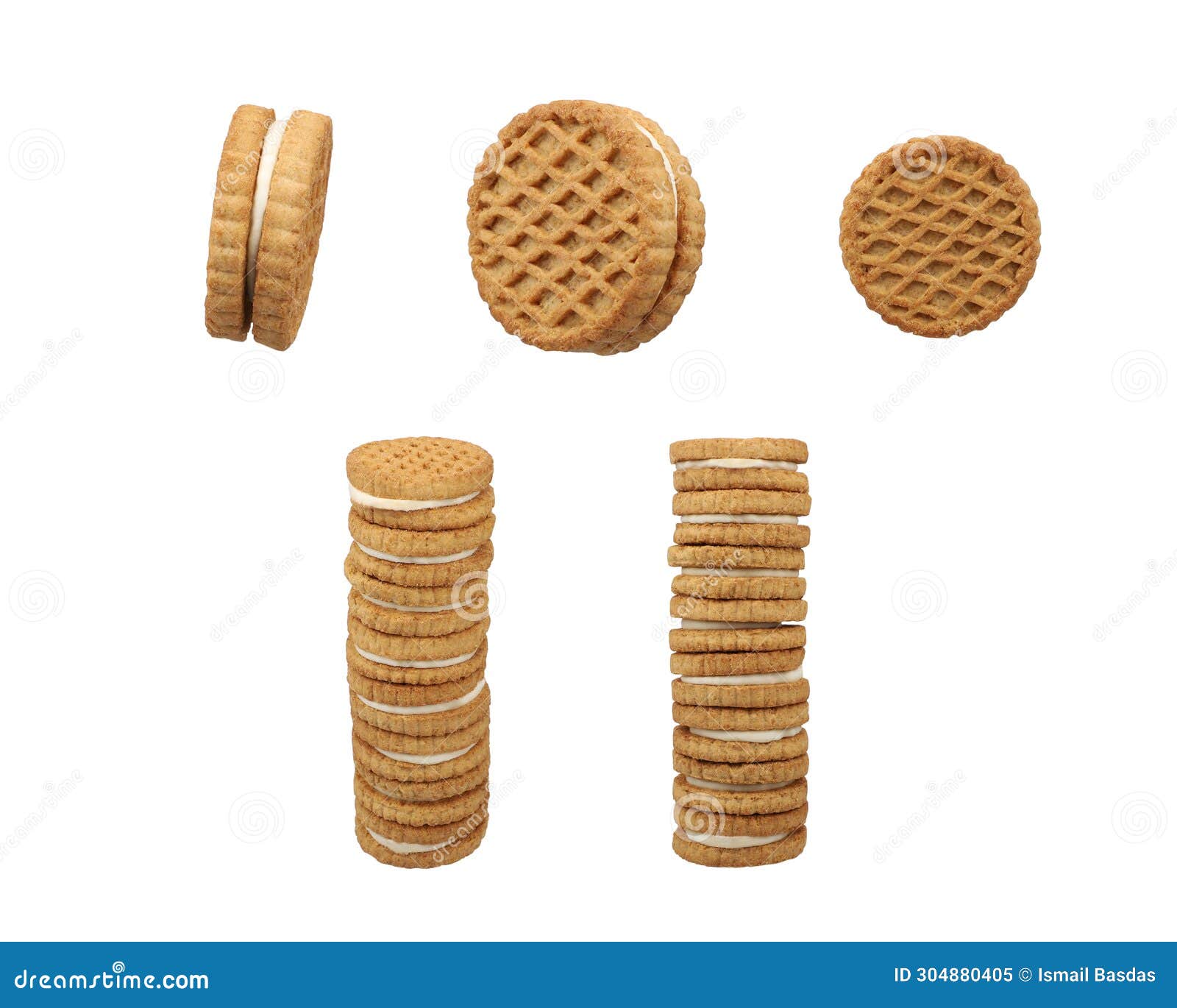 Different Biscuit and Cracker Set, Top View, Isolated on White ...