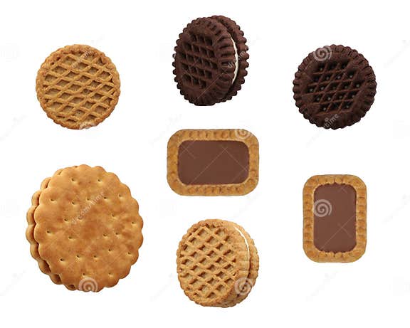 Different Biscuit and Cracker Set, Top View, Isolated on White ...