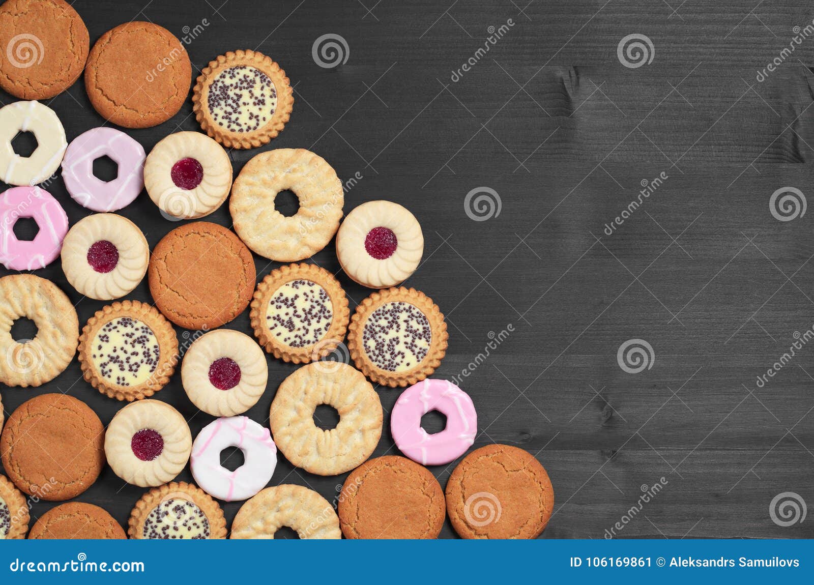 Different Biscuits Background Stock Image - Image of cream, sweet ...