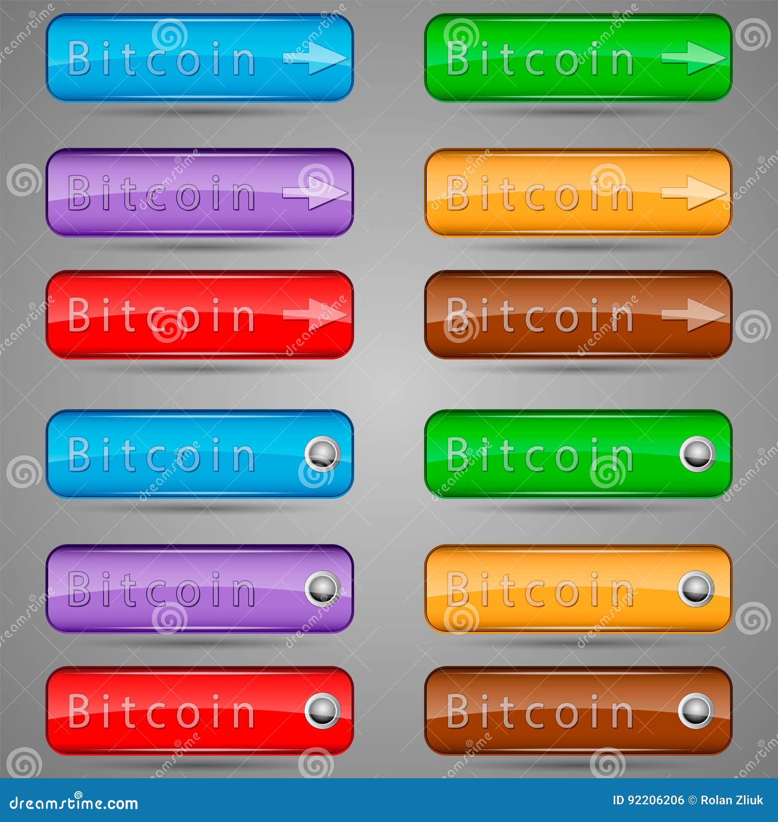 Different bitcoin buttons stock vector. Illustration of button - 92206206