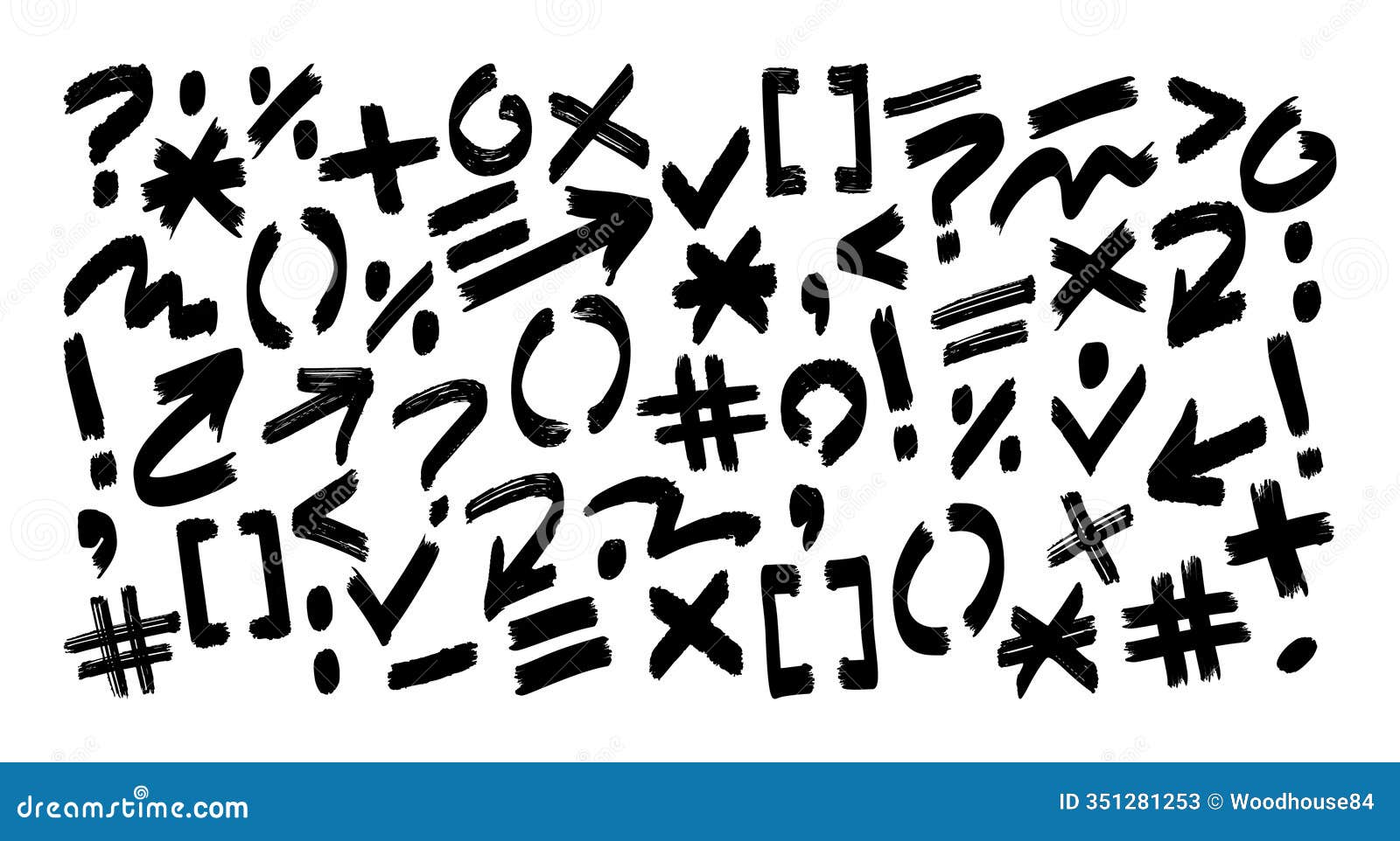 Different Black Brush Stroke Punctuation Elements, Marks, Arrows and ...